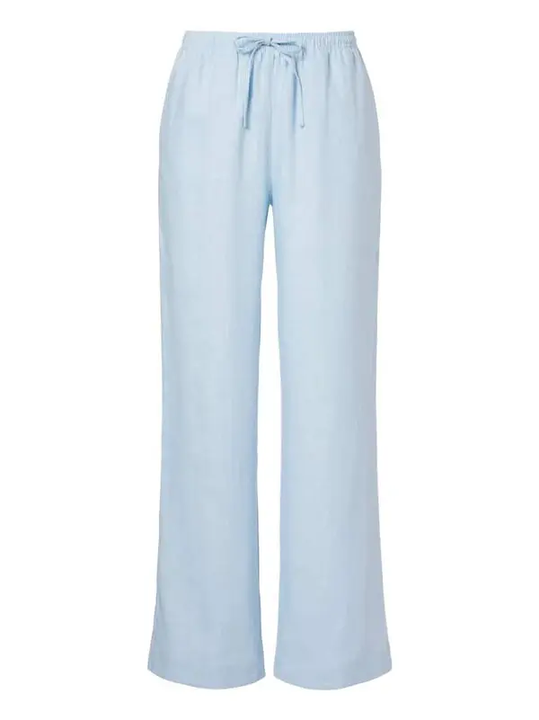 Asceno Aurelia Linen Wide-leg Pants - Blue