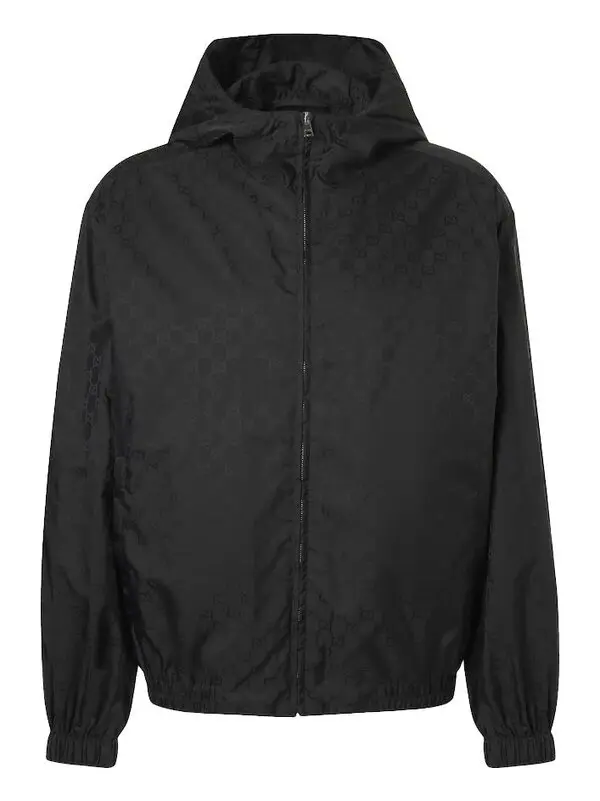Gucci Gg Jacquard Hooded Jacket - Black