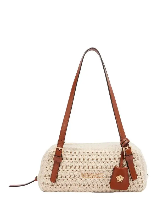 Versace Small Crochet Shoulder Bag - Beige