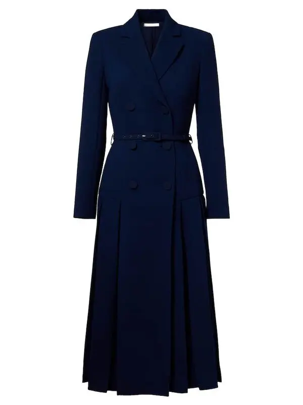 EMILIA WICKSTEAD Chaney Wool Crêpe Midi Dress - Blue
