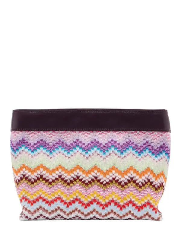Missoni Zigzag Large Leather-trimmed Lamé Clutch - Multicoloured