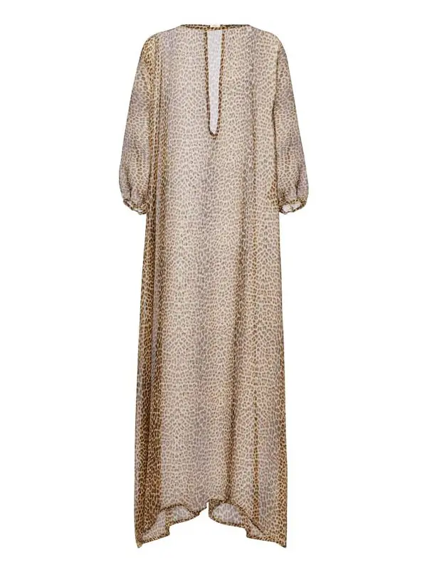 Roberto Cavalli Leopard-print Silk Kaftan - Brown