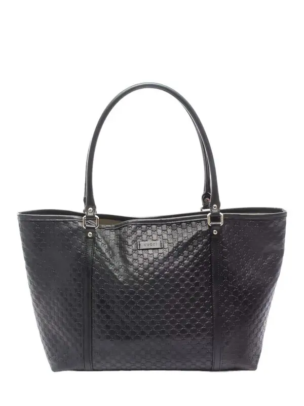 Gucci 2010s Micro Gg Sissima Monogram Tote - Black