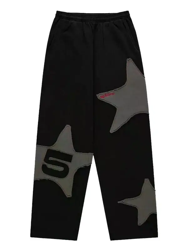 SP5DER Star-motif Wide-leg Track Pants - Black