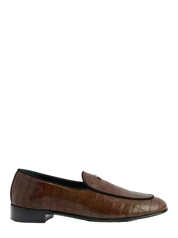 GIUSEPPE ZANOTTI Crocodile-effect Loafers - Brown