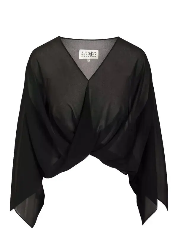 MAISON MARGIELA Draped V-neck Top - Black