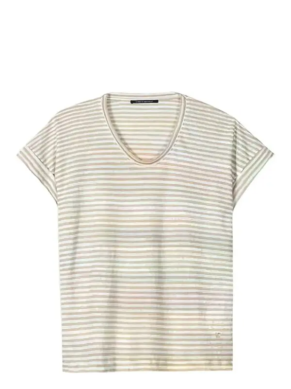 LUISA CERANO Striped T-shirt - Neutrals