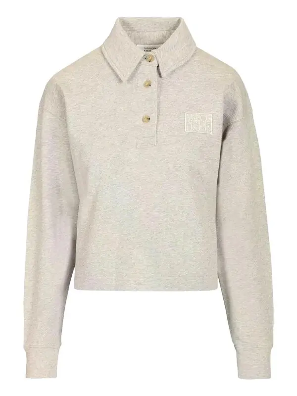 Maison Kitsuné Embroidered Polo Knitwear - Grey