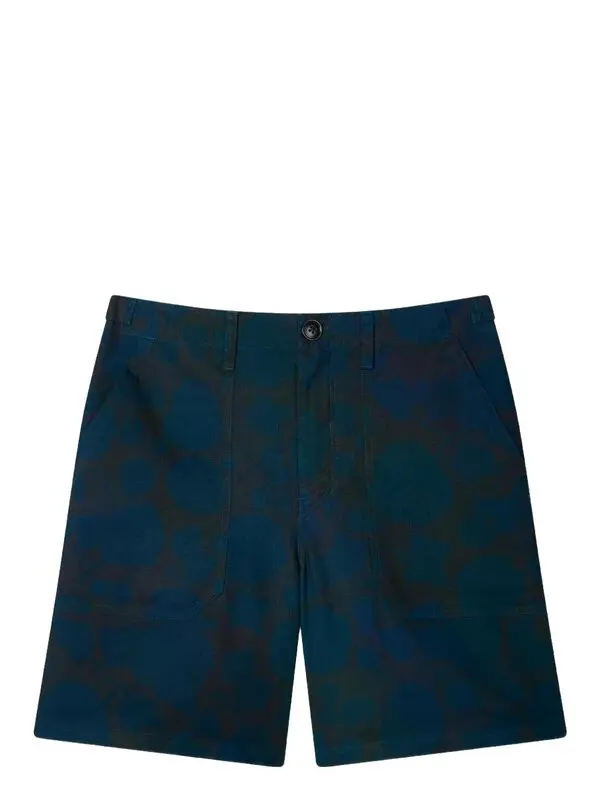 Paul Smith Perforated Floral Cotton Shorts - Blue