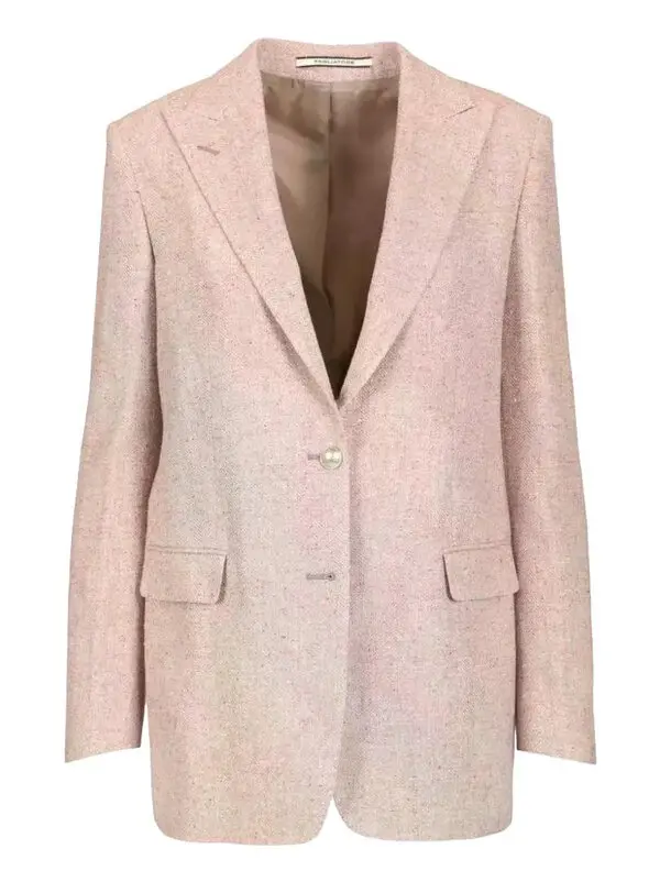 Tagliatore Metallic Button Peak Lapel Blazer - Pink