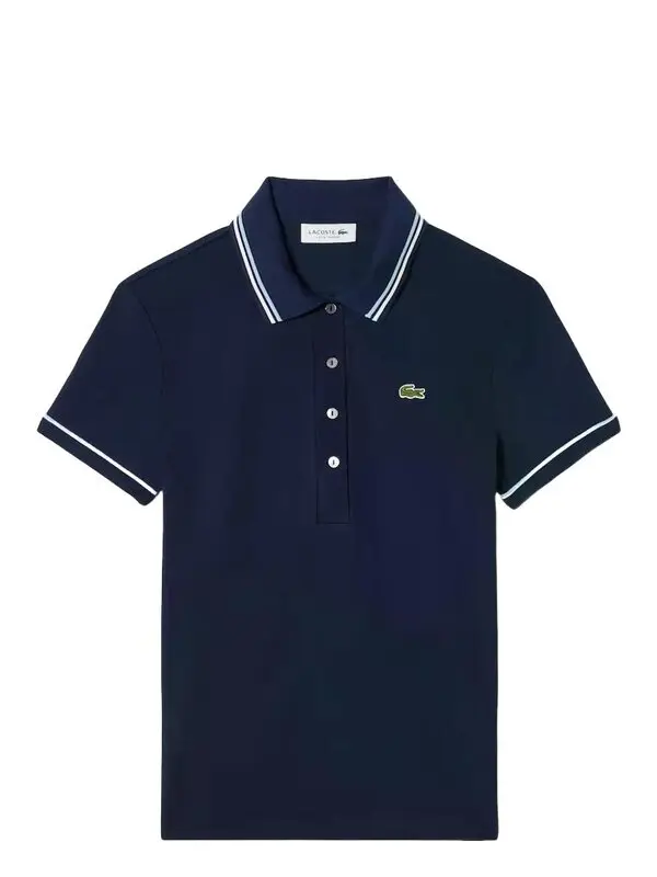 Lacoste Striped-collar Polo Top - Blue
