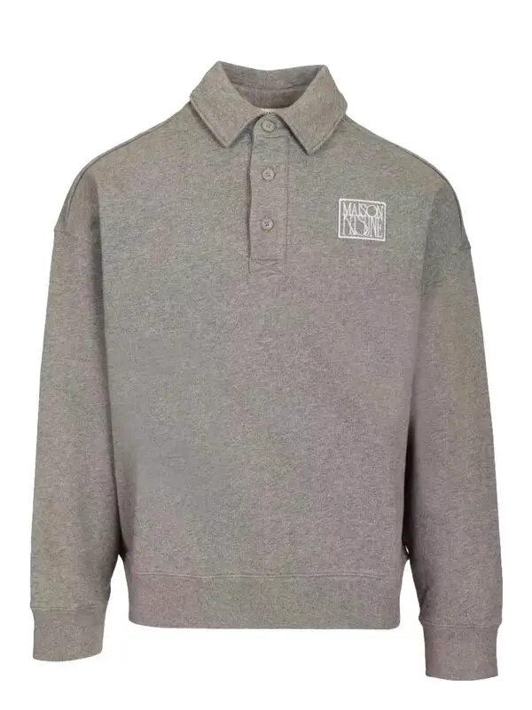 Maison Kitsuné Oversized Embroidered Polo Shirt - Grey