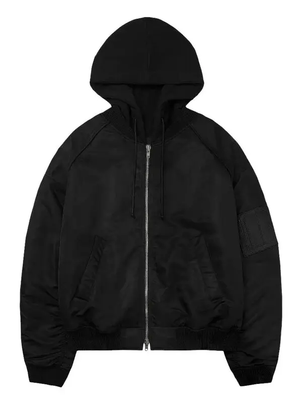 JUUN.J Hooded Bomber Jacket - Black