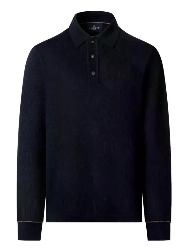 HACKETT Textured Button Polo Shirt - Blue
