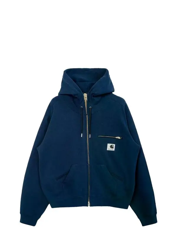 Sacai X Carhartt Wip Front-zip Hoodie - Blue