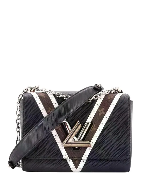 LOUIS VUITTON Twist Mm Crossbody Bag Epi Leather With Monogram Canvas - Black
