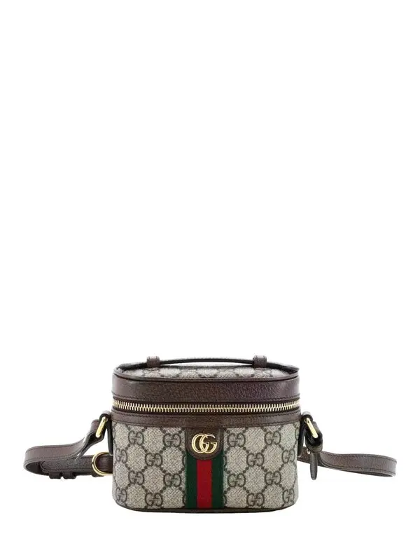 Gucci Ophidia Top Handle Gg Coated Canvas Mini - Brown