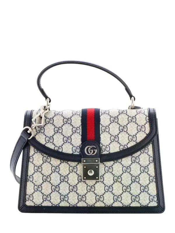 Gucci Ophidia Flap Top Handle Small Satchel - Blue