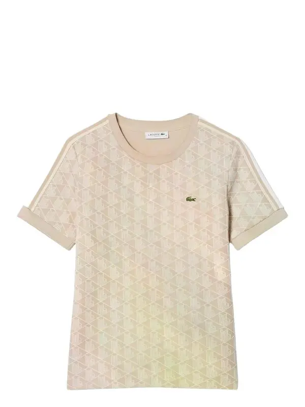 Lacoste Geometric Print Striped T-shirt - Neutrals