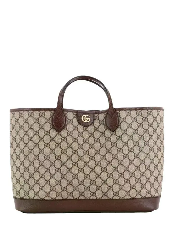 Gucci Ophidia Top Handle Gg Coated Canvas And Leather Medium Tote Bag - Brown