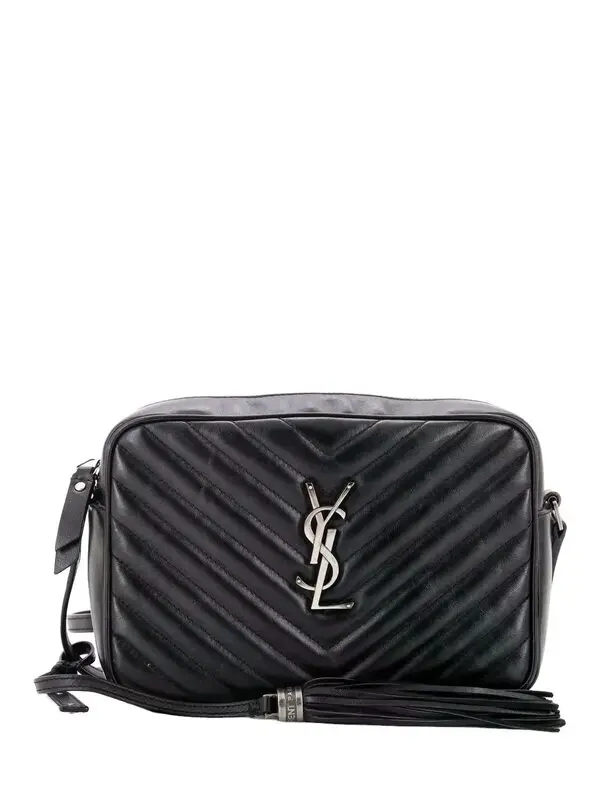 Saint Laurent Lou Camera Bag Matelasse Chevron Leather Small Crossbody Bag - Black