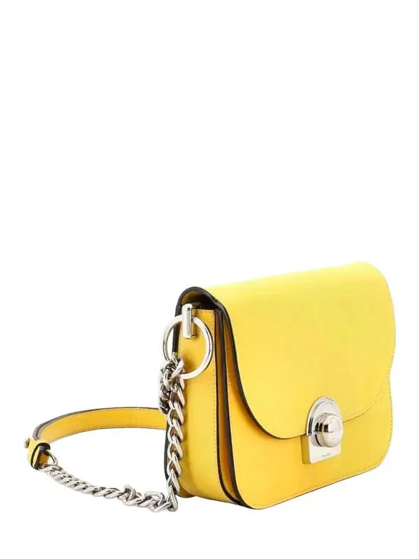 Prada Arcade Chain Flap Bag Glace Calf Shoulder Bag - Yellow