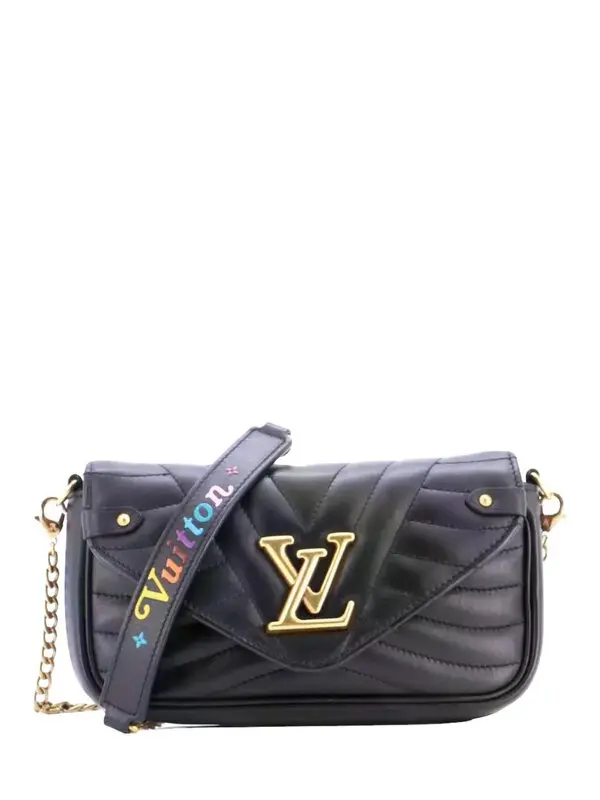 LOUIS VUITTON New Wave Chain Pochette Quilted Leather Clutch - Black