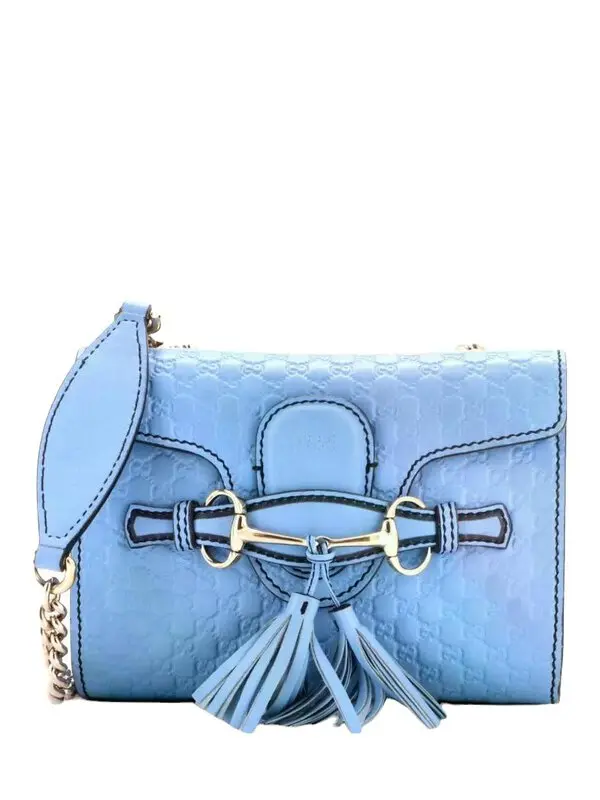 Gucci Emily Chain Flap Microssima Leather Mini Shoulder Bag - Blue
