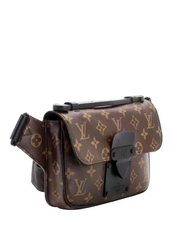 LOUIS VUITTON S Lock Sling Bag Macassar Monogram Canvas - Black