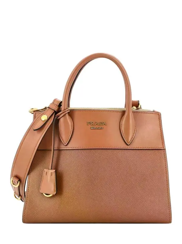 Prada Paradigme Tote Saffiano With City Calf Small Satchel - Brown