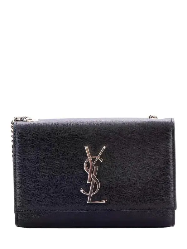 Saint Laurent Classic Monogram Grainy Leather Small Crossbody Bag - Black
