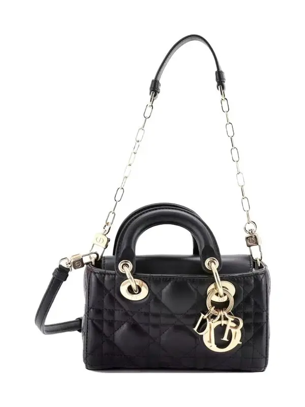 Dior Lady D-joy Cannage Quilt Lambskin Micro Satchel - Black