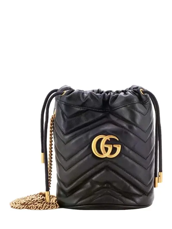 Gucci Gg Marmont Matelasse Leather Mini Bucket Bag - Black