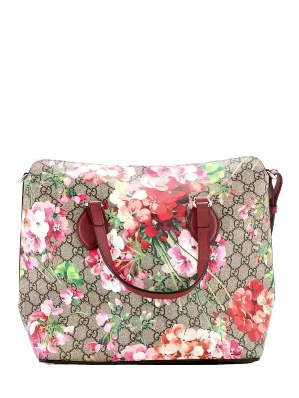 Gucci Signature Fold Over Tote Blooms Print Gg Coated Canvas - Brown