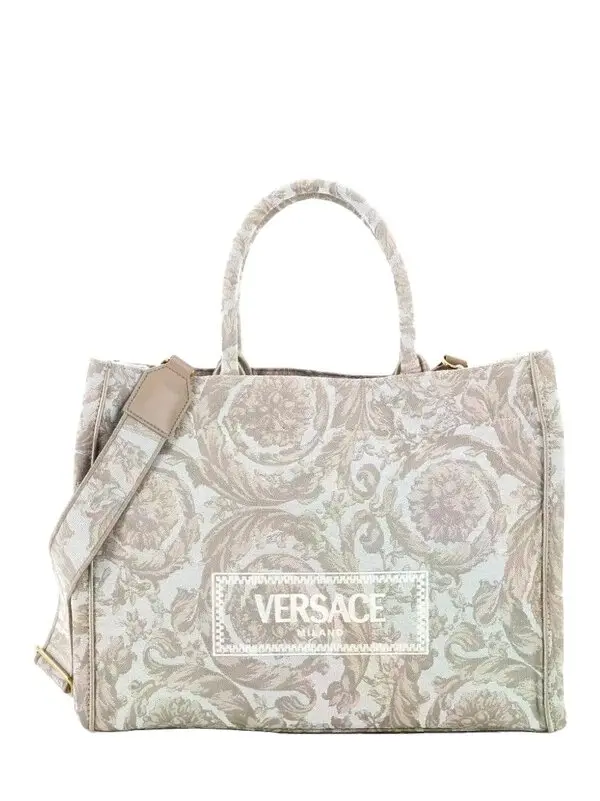 Versace Athena Convertible Barocco Jacquard Medium Tote Bag - Neutrals