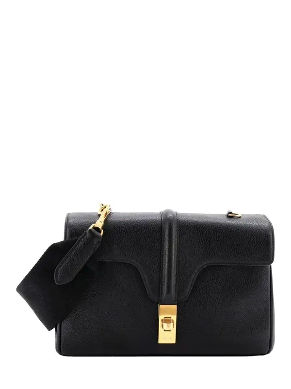 Celine Soft 16 Teen Shoulder Bag Grainy Calfskin - Black