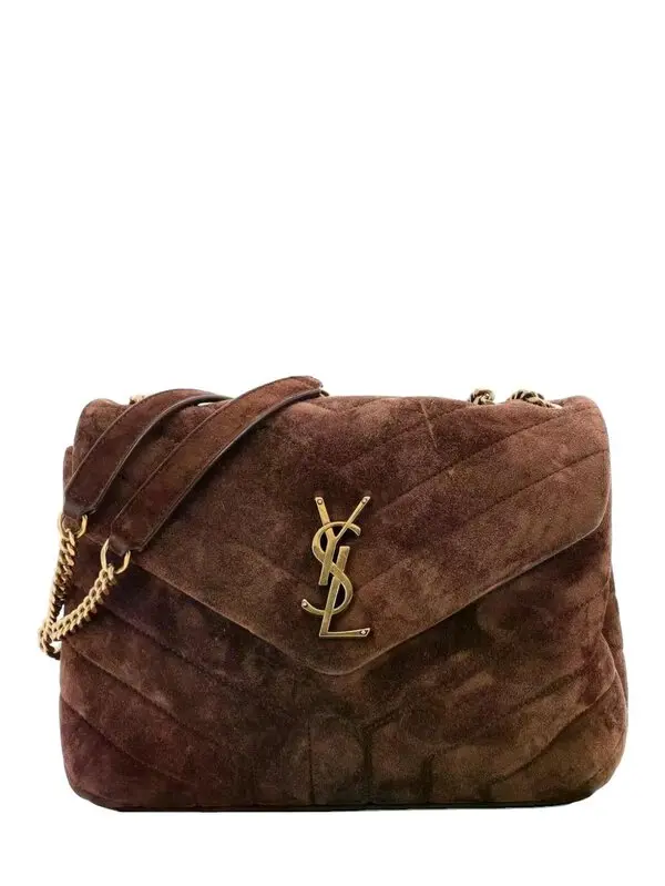 Saint Laurent Loulou Matelasse Chevron Small Shoulder Bag - Brown