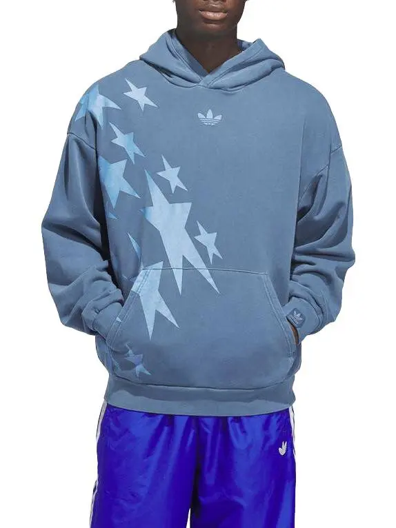 Adidas Star Graphic Relaxed-fit Hoodie - Preloved Ink