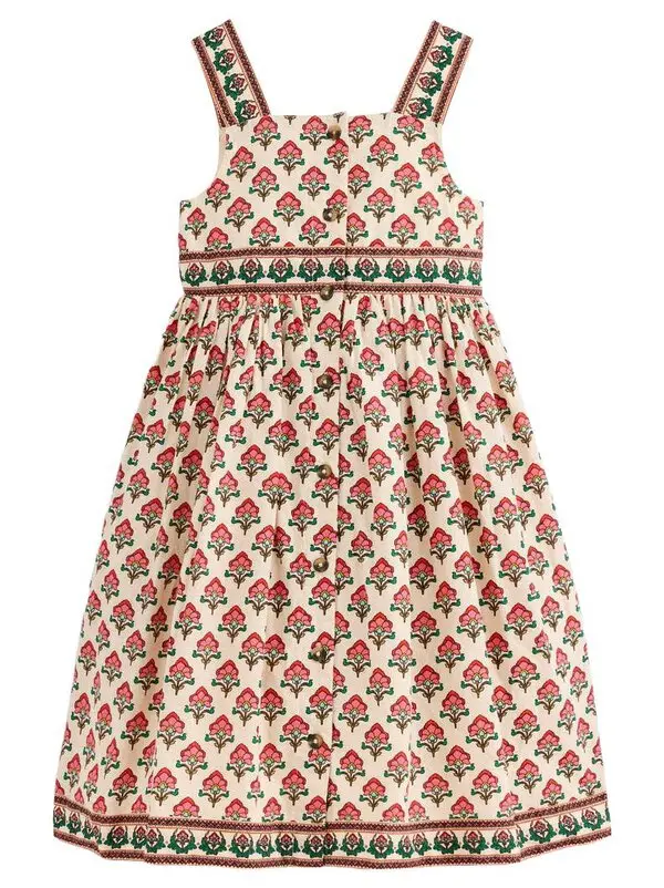 Boden Remy Button-front Cotton Sundress - Woodblock Print