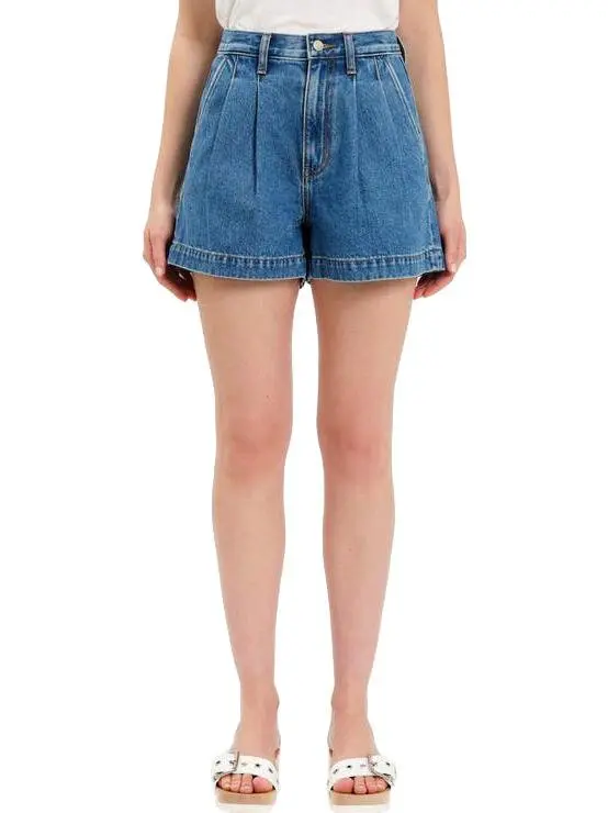 DAZE Pleated Denim Shorts - Montage