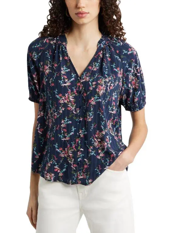 Treasure & Bond Floral Button-up Top - Navy Lilibet Floral