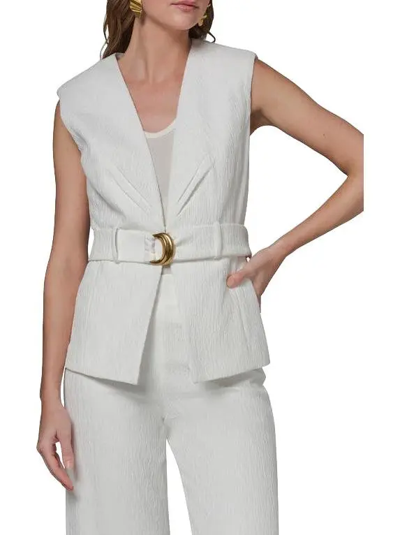 Donna Karan New York Belted Vest - Cream
