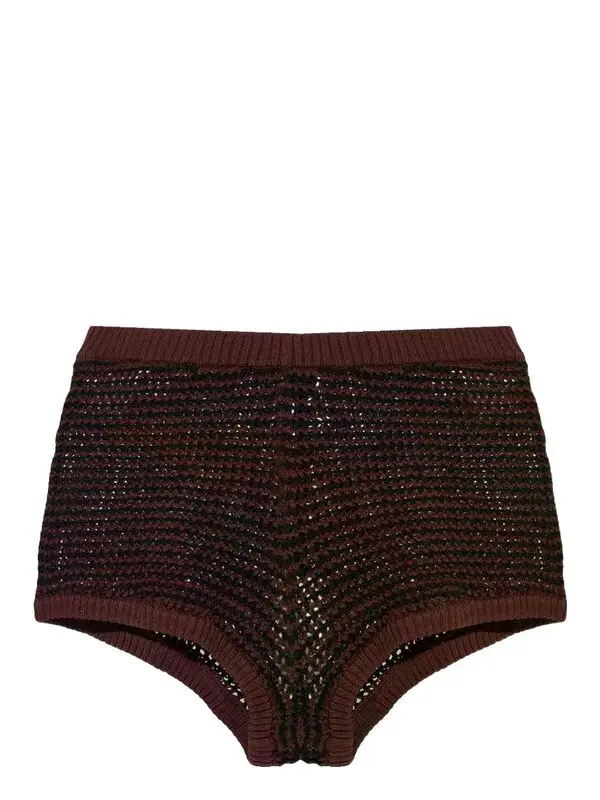 Bond Eye Ribbed Knit Shorts - Brown