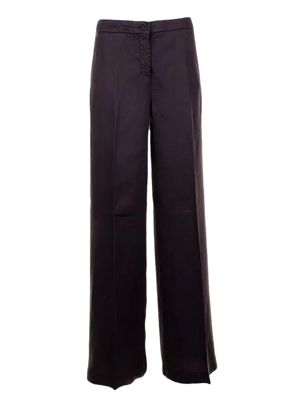 VIA MASINI 80 Linen Wide-leg Trousers - Brown