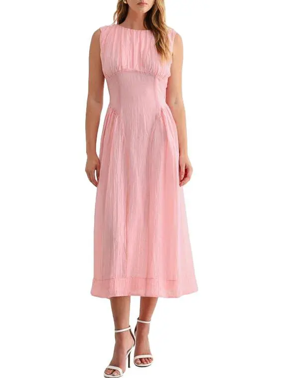 QUINCY MAE Crinkle Sleeveless Dress - Blush
