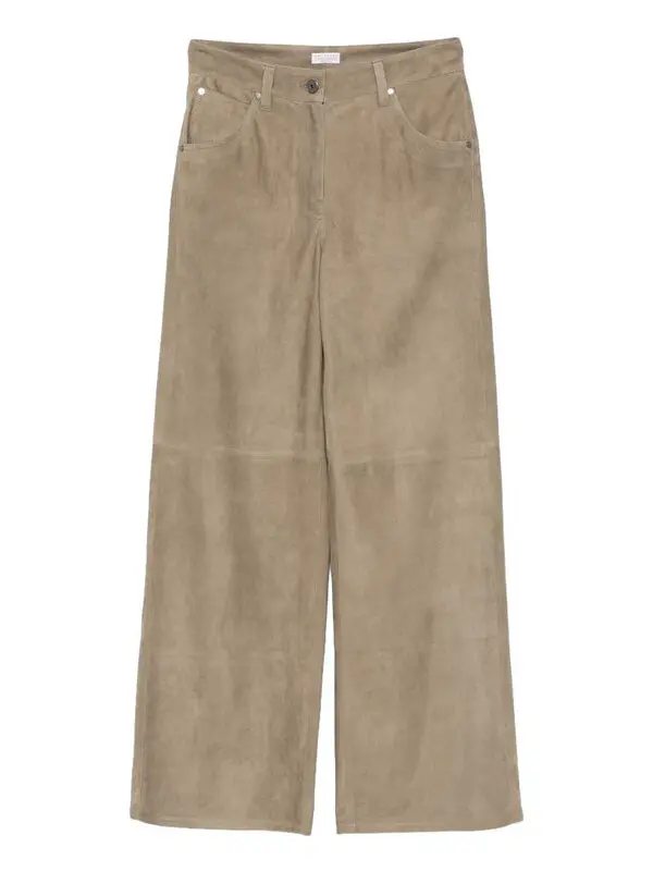 Brunello Cucinelli Leather Trousers - Brown