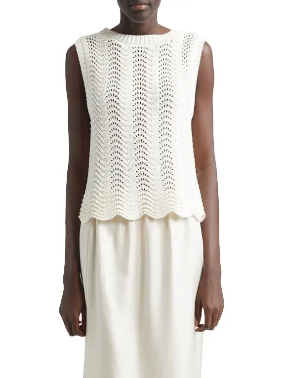 Loulou De Saison Vittoria Open Knit Sleeveless Sweater - Ivory