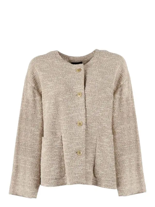 Emporio Armani Cotton Blend Blazer Jacket - Beige