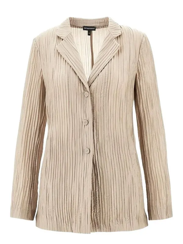 Emporio Armani Single-breasted Blazer Jacket - Beige