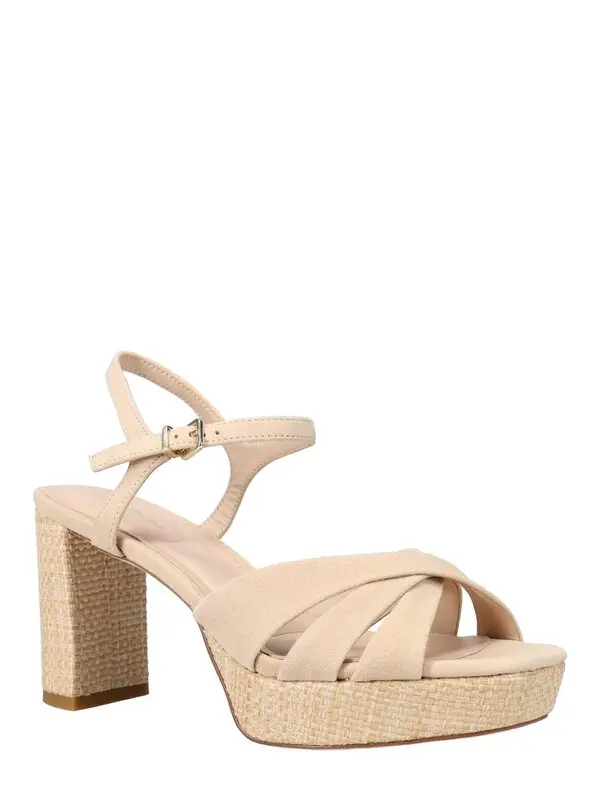 Pelle Moda Petina Ankle Strap Platform Sandal - Beige